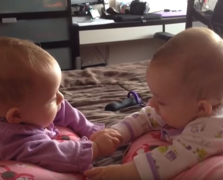 Adorable twin sisters melt hearts having their first-ever conversation