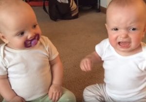 Twin Baby Girls Battle Over Purple Pacifier