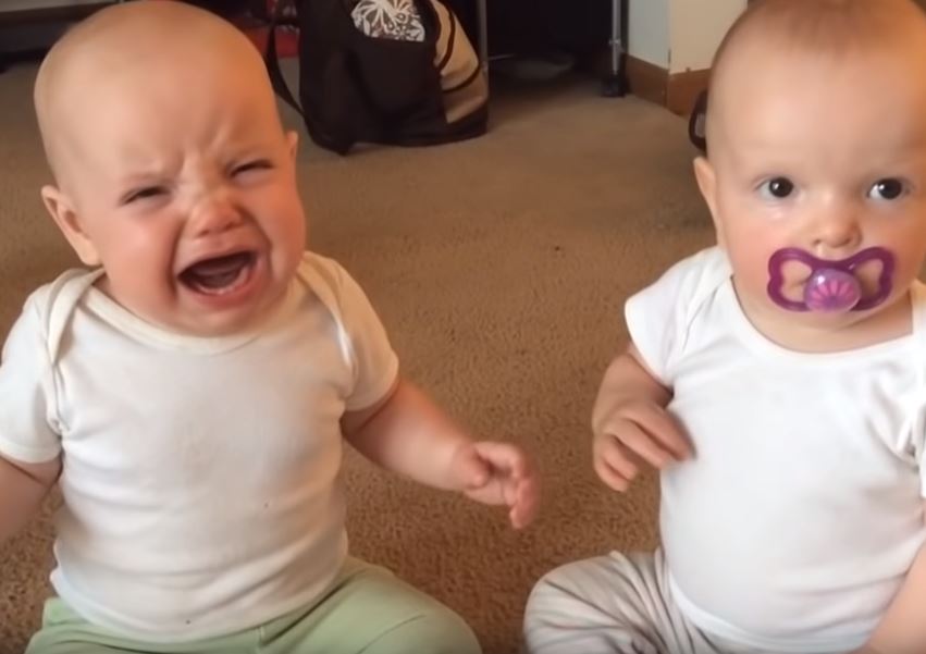 Twin Baby Girls Battle Over Purple Pacifier
