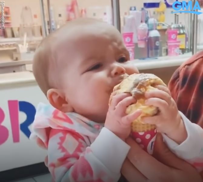 Baby Girl Absolutely Loves Her First Taste Of Ice Cream