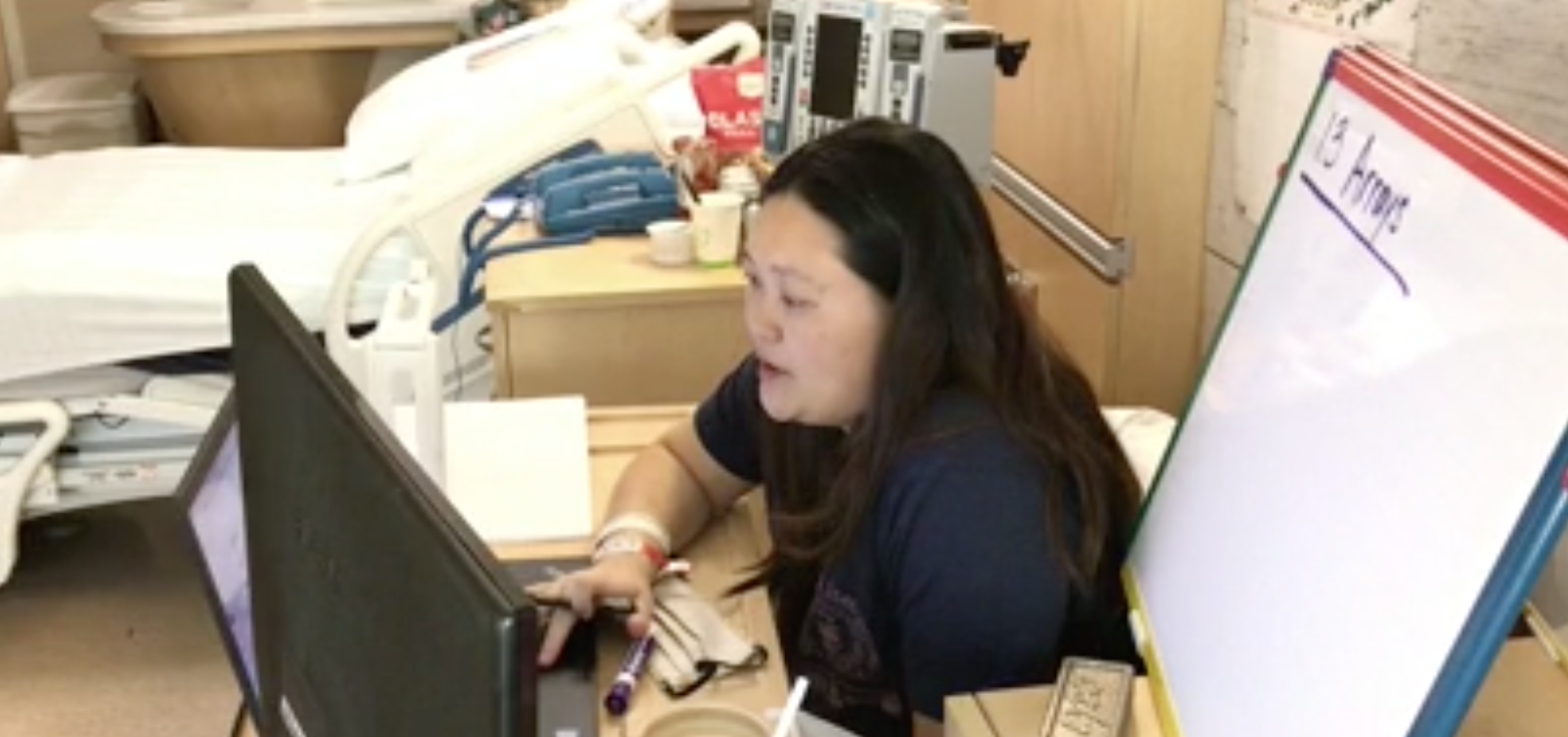 Pregnant teacher delivers lesson from hospital room