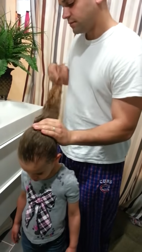 Daddy Comes Up With Hilarious Version Of Hair Bun
