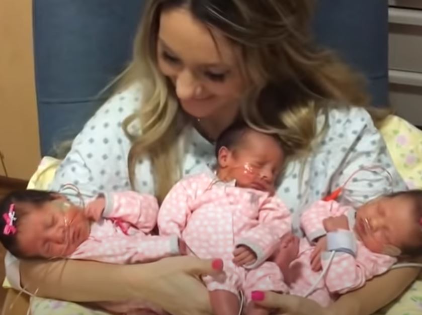 Mom Holding Triplets For First Time Gets Moment She’ll Always Remember