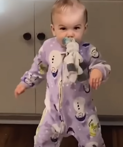 Baby Girl Gets Down And Grooves With The Music