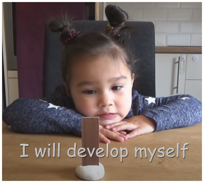 Two year old takes the “self-control” challenge and handles it like a boss