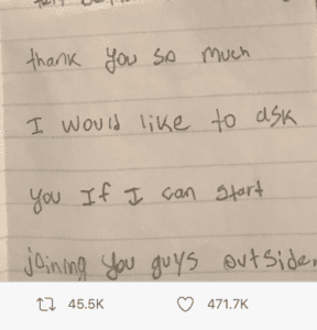 Dad compelled to share note his son got from a new student after it ...