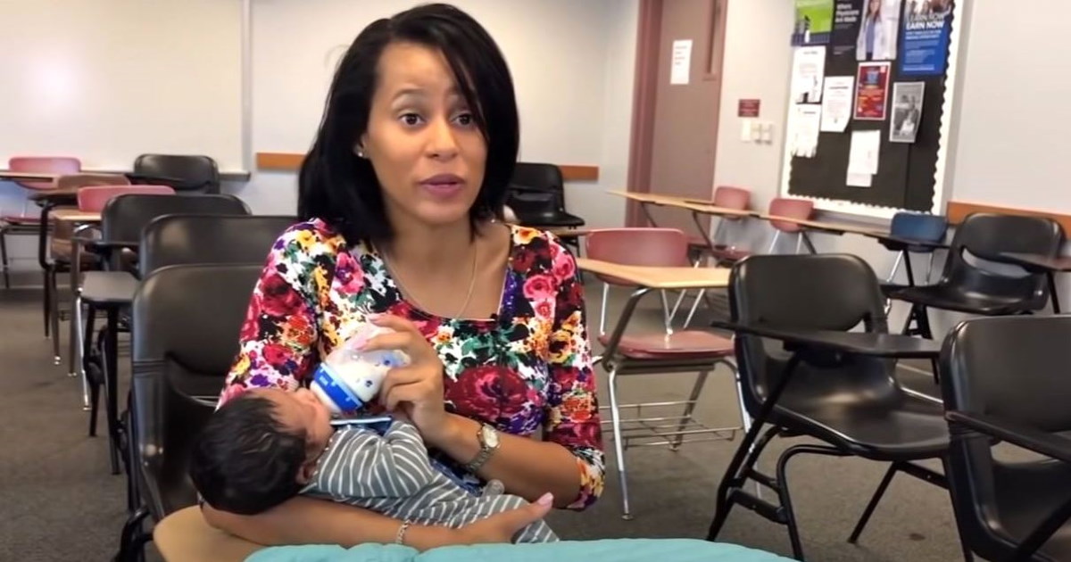 Mom brings 1-month-old to college class then professor says “give me ...