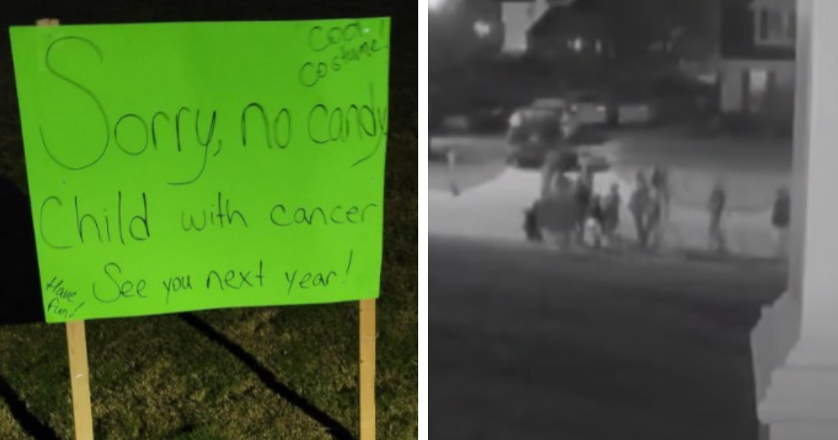 Mom puts up sign on Halloween that has kids stopping for act of kindness