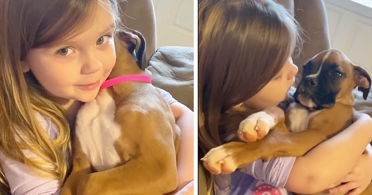 Little girl sings adorable lullaby to her puppy