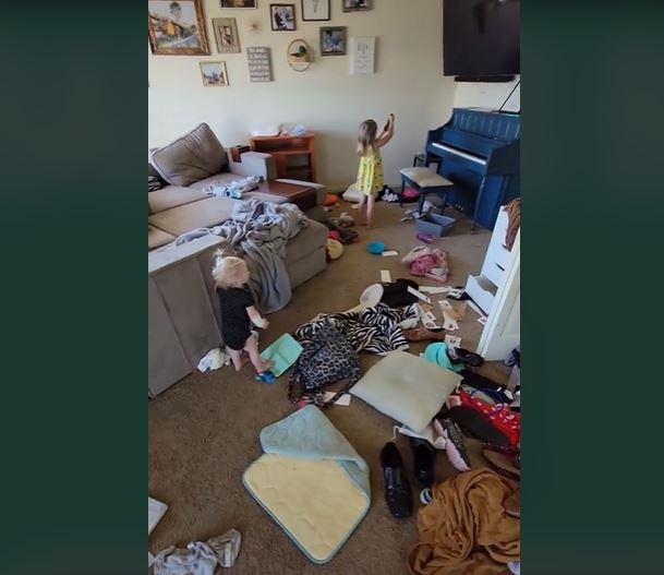 Outnumbered mom posts video showing reality of “two lazy adults ...