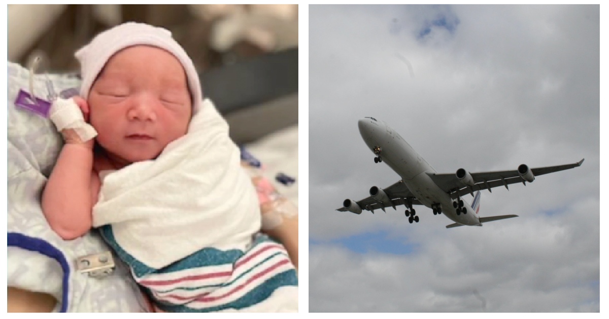 Mom unexpectedly goes into labor 30,000 feet in the air