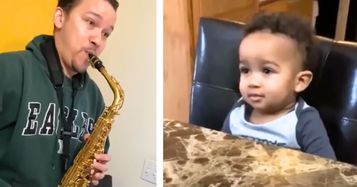 Grandpa plays saxophone for baby and he’s completely ‘mesmerized’ by ...